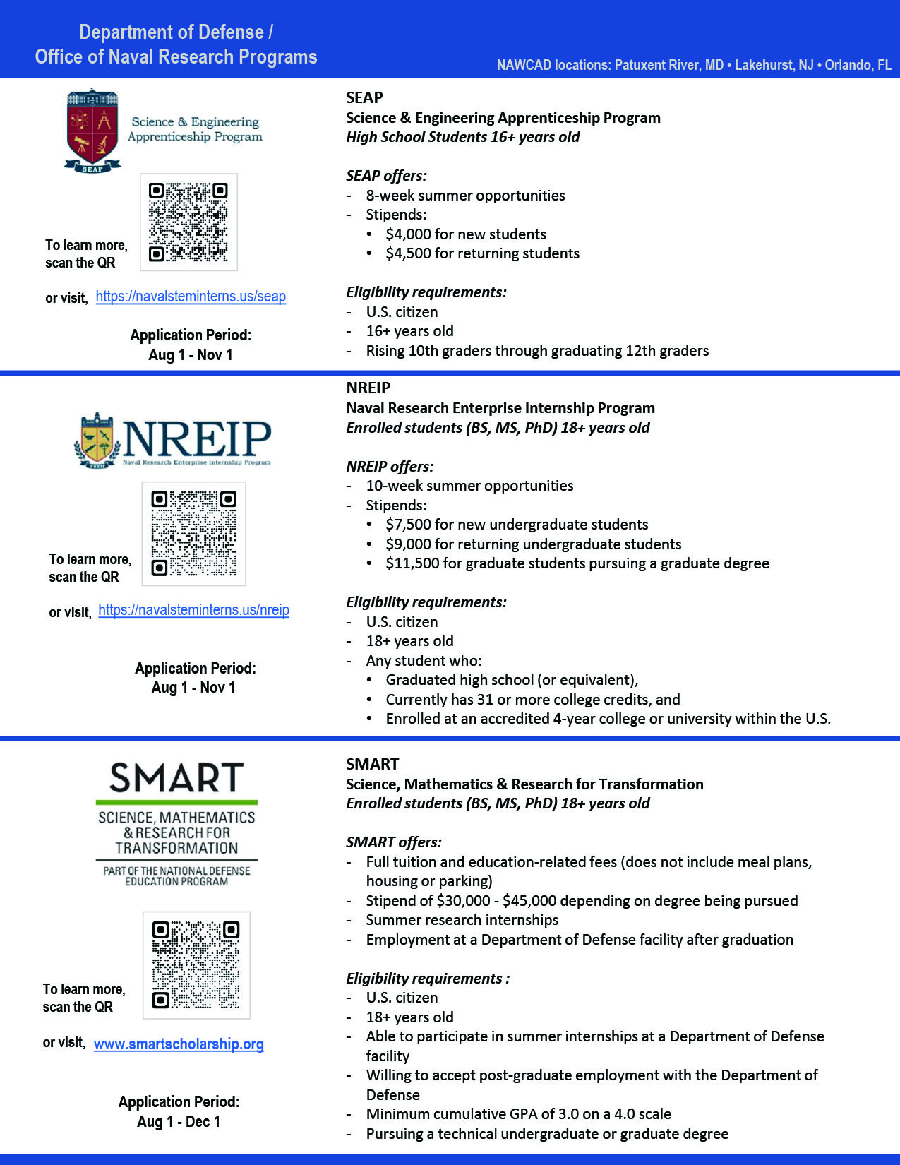 NAWCAD STEM Opportunities – PAX Partnership/STEM-Link